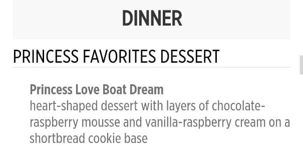 Princess cruise desserts menu on my cruise in the MDR main dining room ...